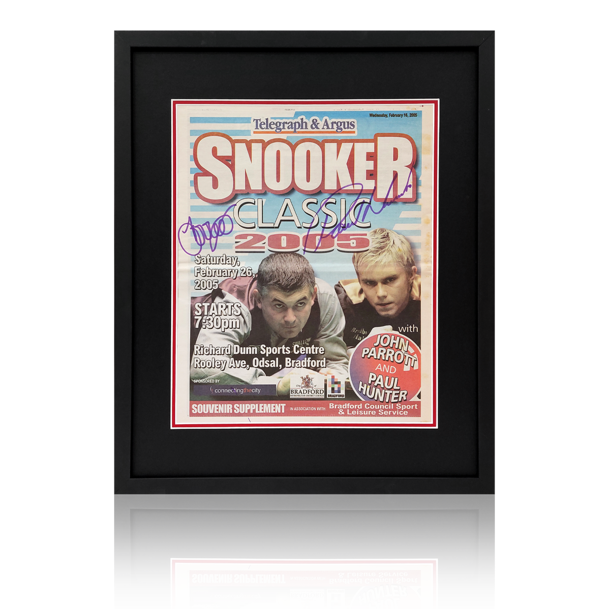 John Parrott & Paul Hunter Framed Signed Newspaper – Ronnie O'Sullivan Shop